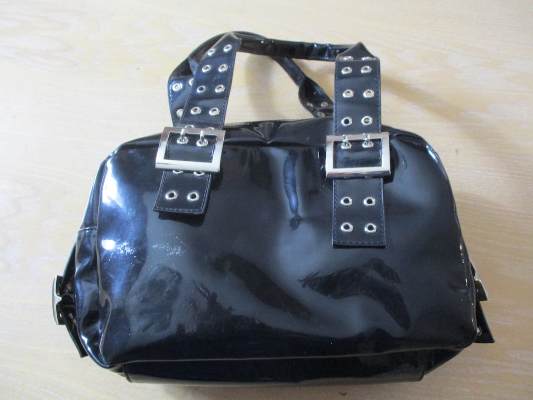 Vintage Vynil Hand Bag. Vintage Bag\vinyll Bag\handbag\black Handbag ...