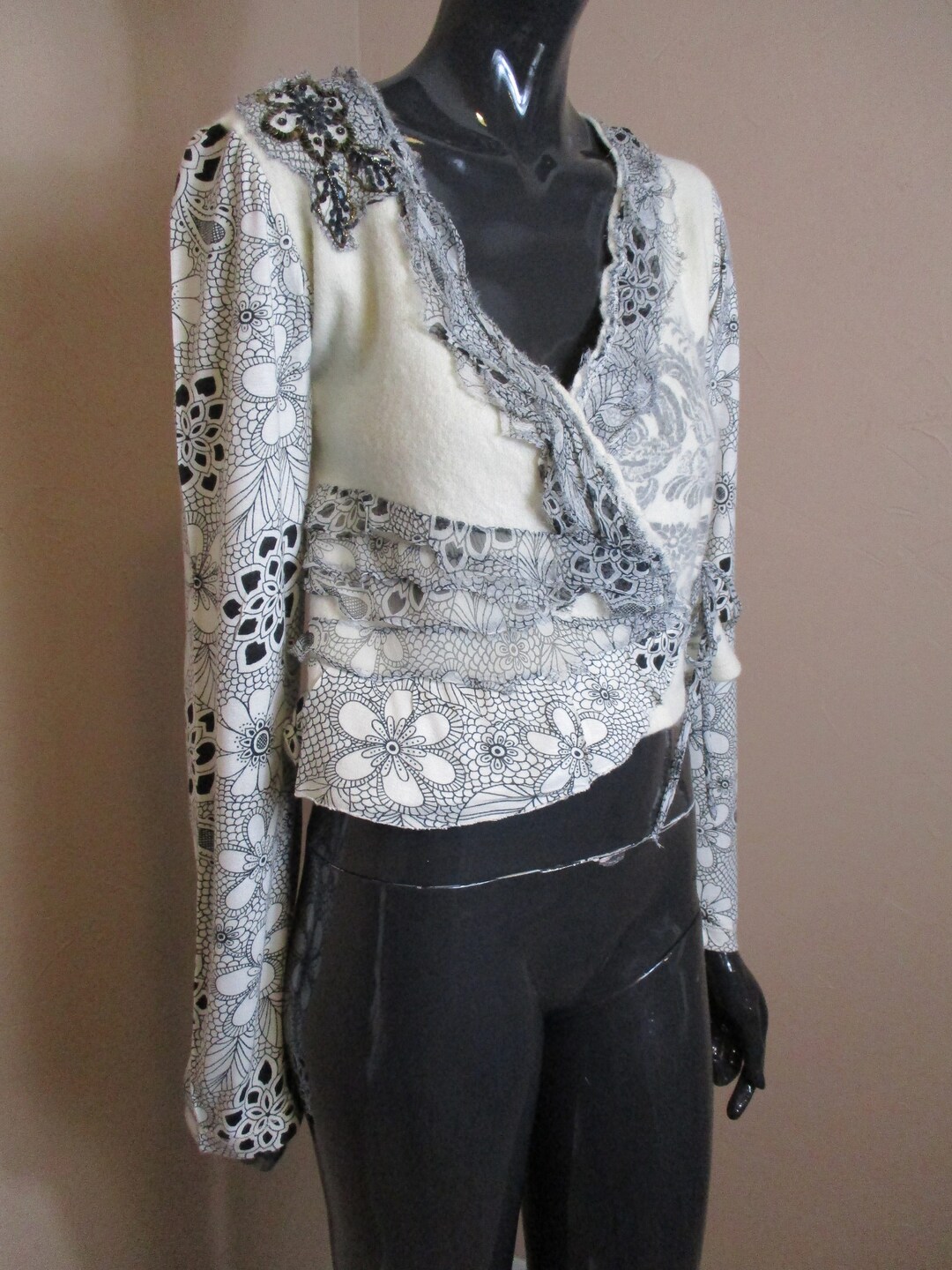 Women's Vintage Wrap Cardigan, Derhy Top\vintage Top\cardigan\boho Top ...
