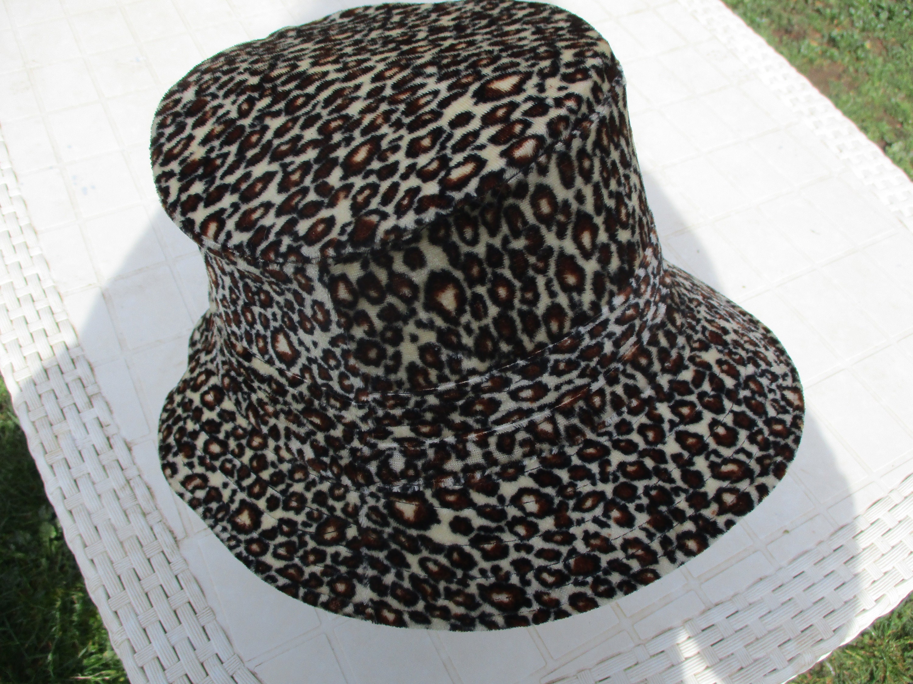 Leopard Print Velvet Bucket Hat. Vintage Hatanimal Print Hatvelvet ...