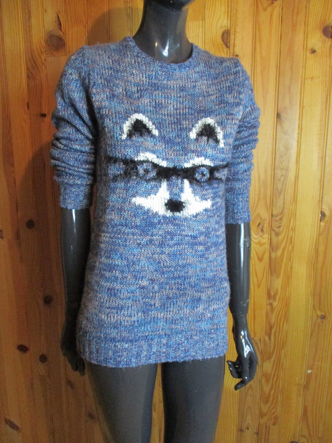 Vintage Racoon Jumper in Blue. Vintage Jumper\vintage Sweater\racoon ...