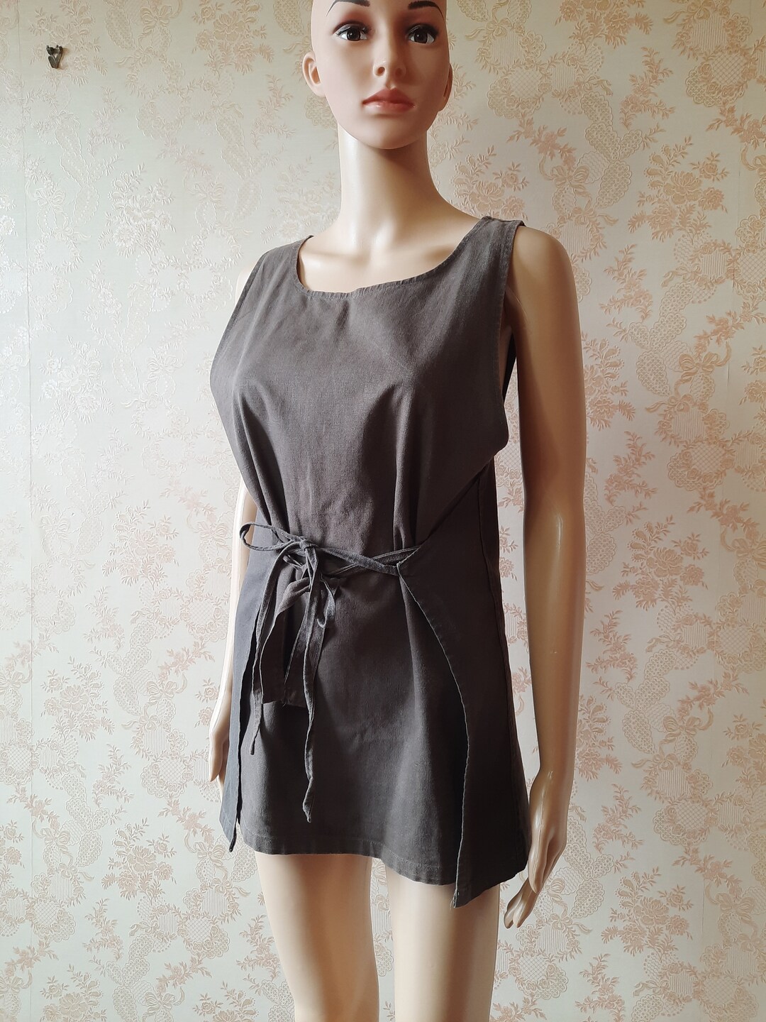 Vintage Tabard Top in Milk Chocolate Brown Cotton\linen. Boho\vegan ...