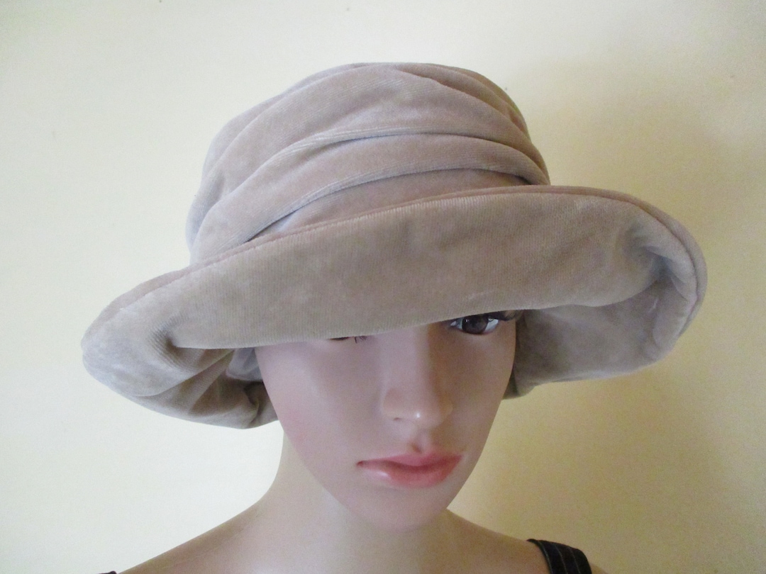 Beige Velvet Bucket Hat. Vintage Hat\velvet Hat\bucket Hat\womens Hat ...
