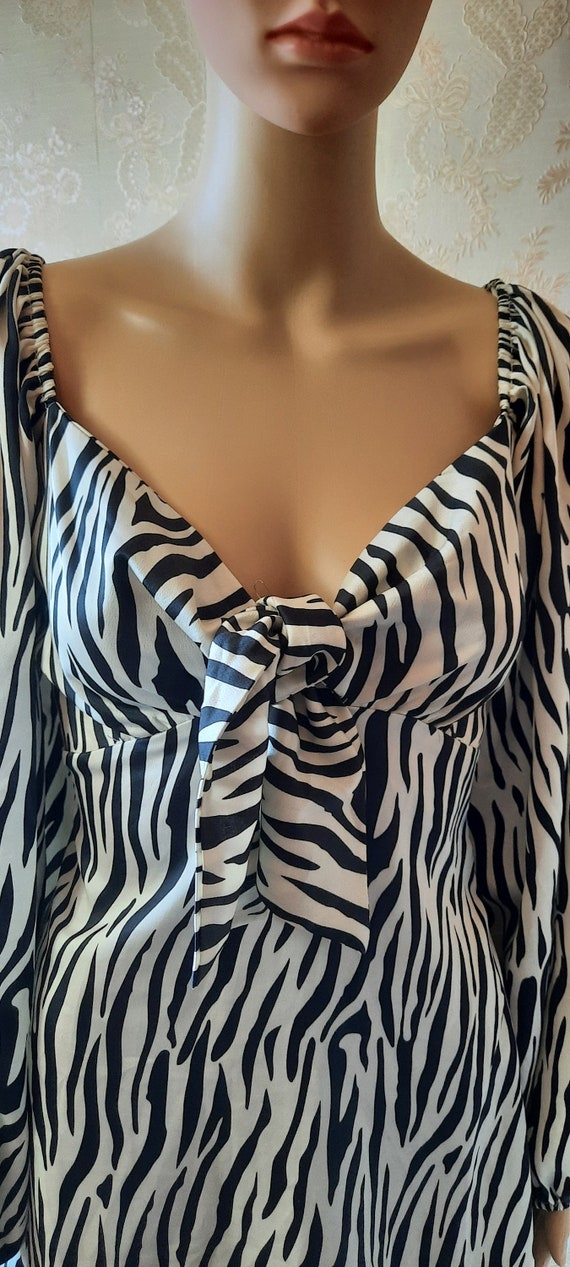 Zebra Dress, 1960s Style Cotton Animal Print Short Su… - Gem