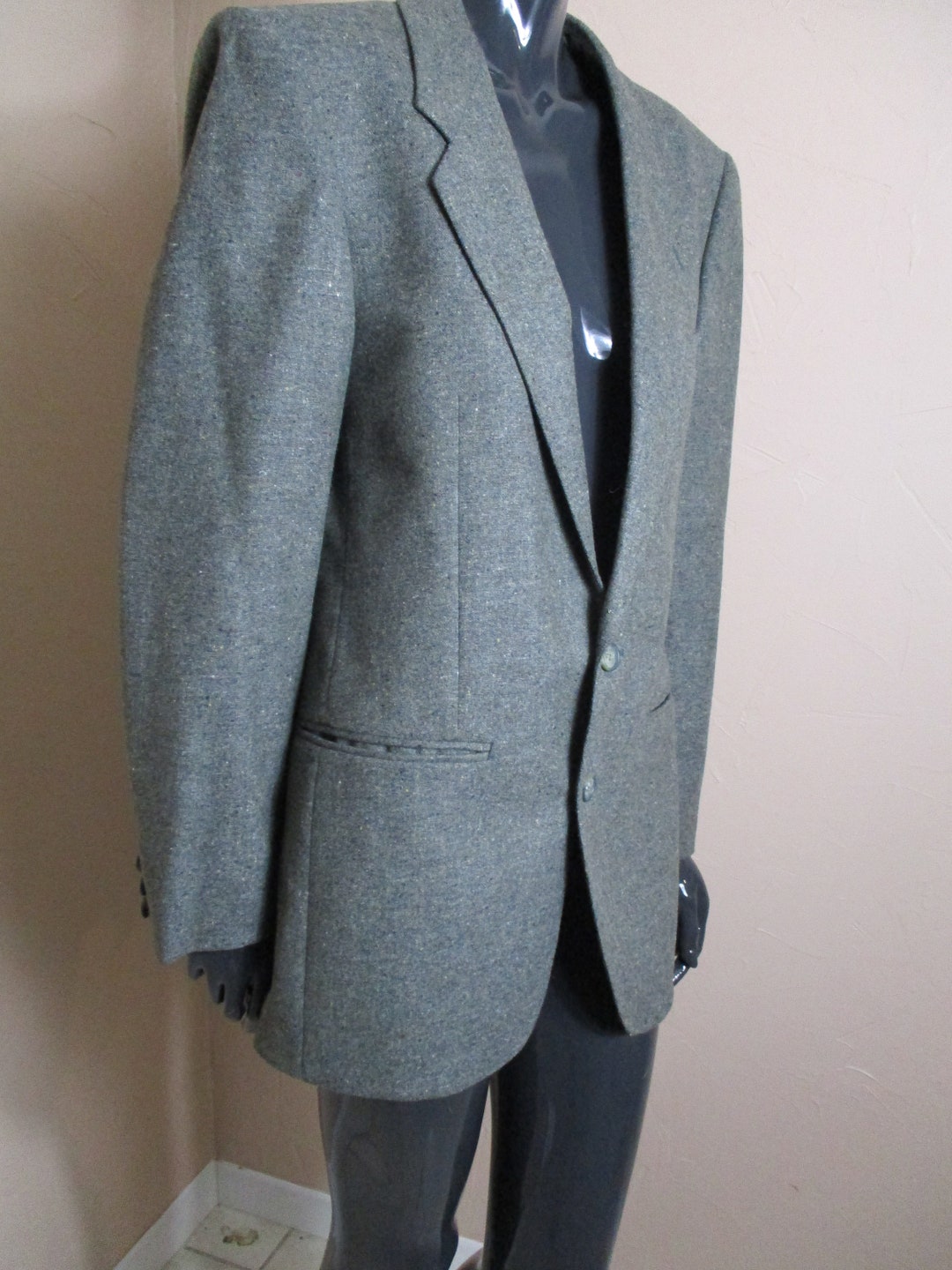 Men's Vintage Grey Blazer. 100% Wool, Vintage Jacket\wool Jacket\mens ...