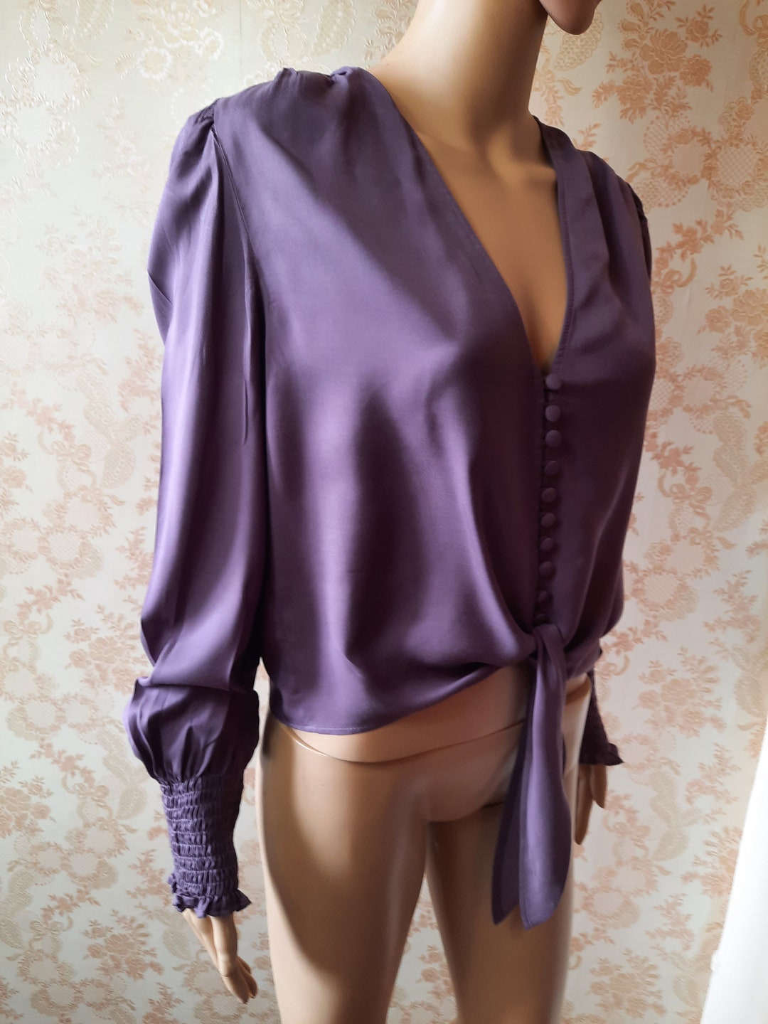 Vintage ZARA Blouse in Lilac Zara\blouse\retro\boho\lilac Blouse ...