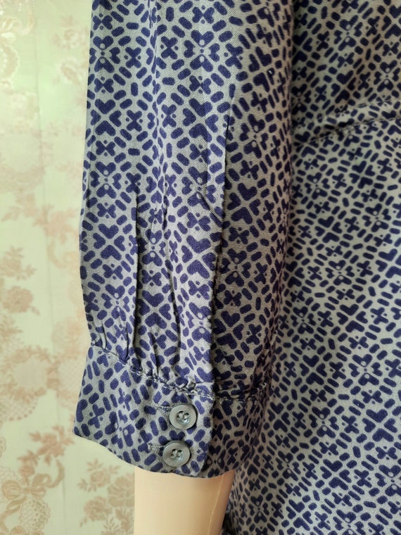 Vintage dress, taupe with a purple pattern . vinta… - Gem