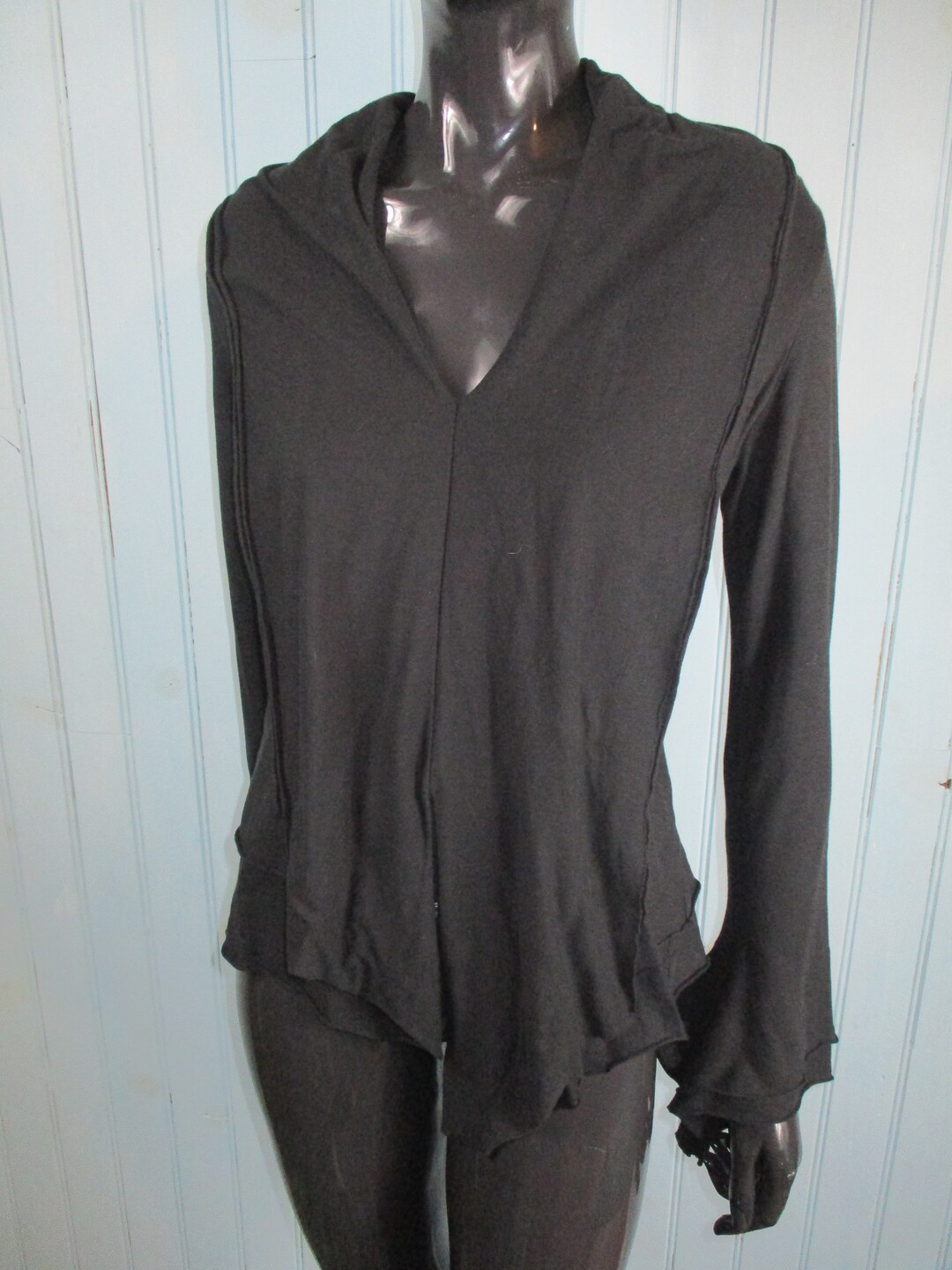 Retro Goth Top Black Long Ragged Sleeves. Gothic Topretro Topboho ...