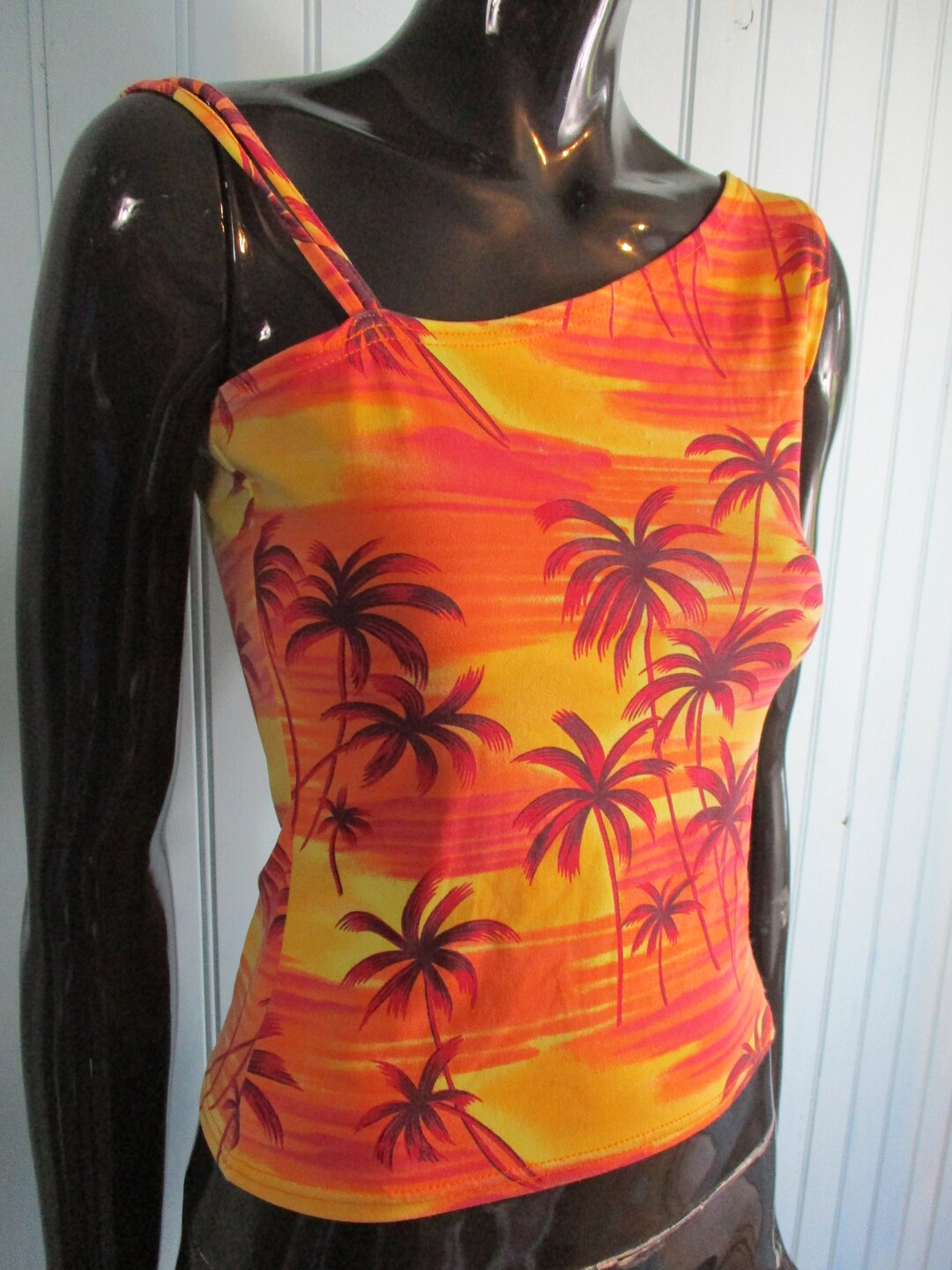 Tankini Top . Orange/yellow With Red Palm Trees. Tankinitankini ...