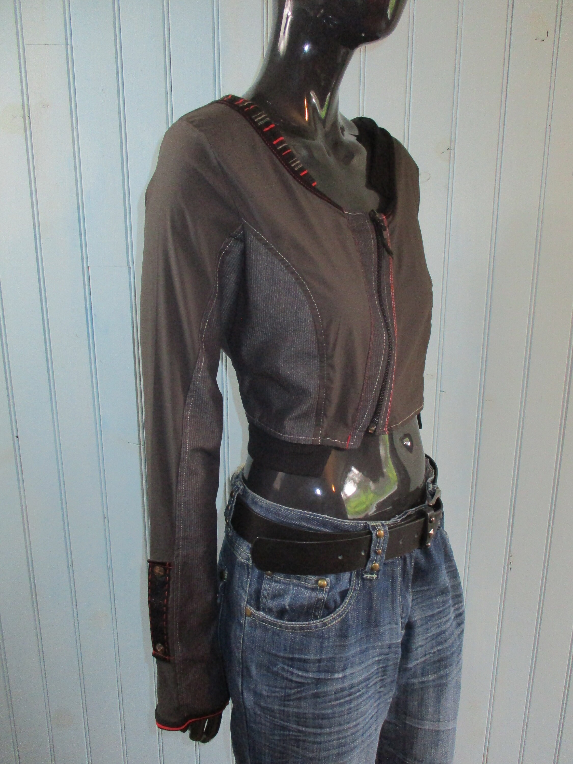 Retro Crop Top/jacket. Vintage Jacket\crop Top\cropped Jacket\black ...