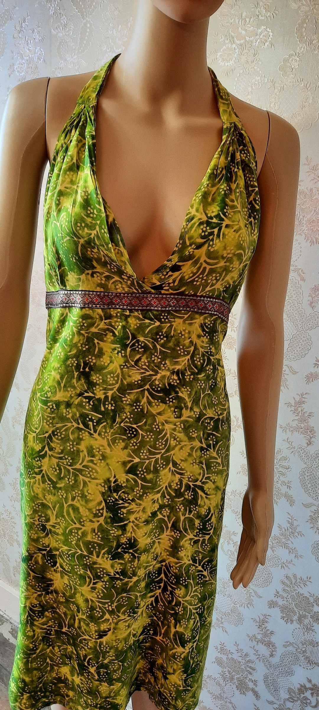 Vintage Halter Neck Sun Dress. Halter Neckbohohalter Dressgreen ...