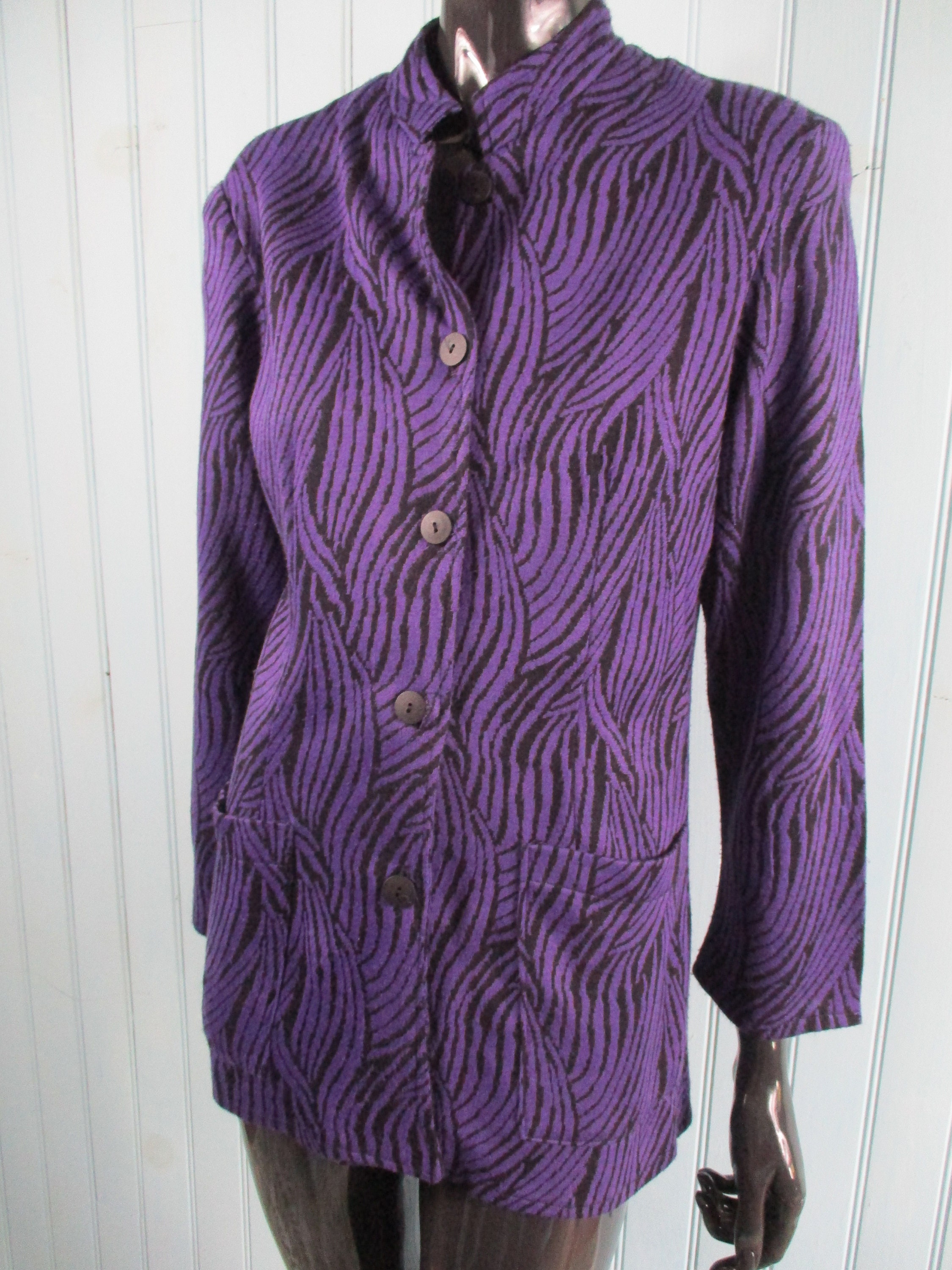 Purple Zebra Print Jacket Vintage Jacketpurple Jacketboho Jacketzebra ...