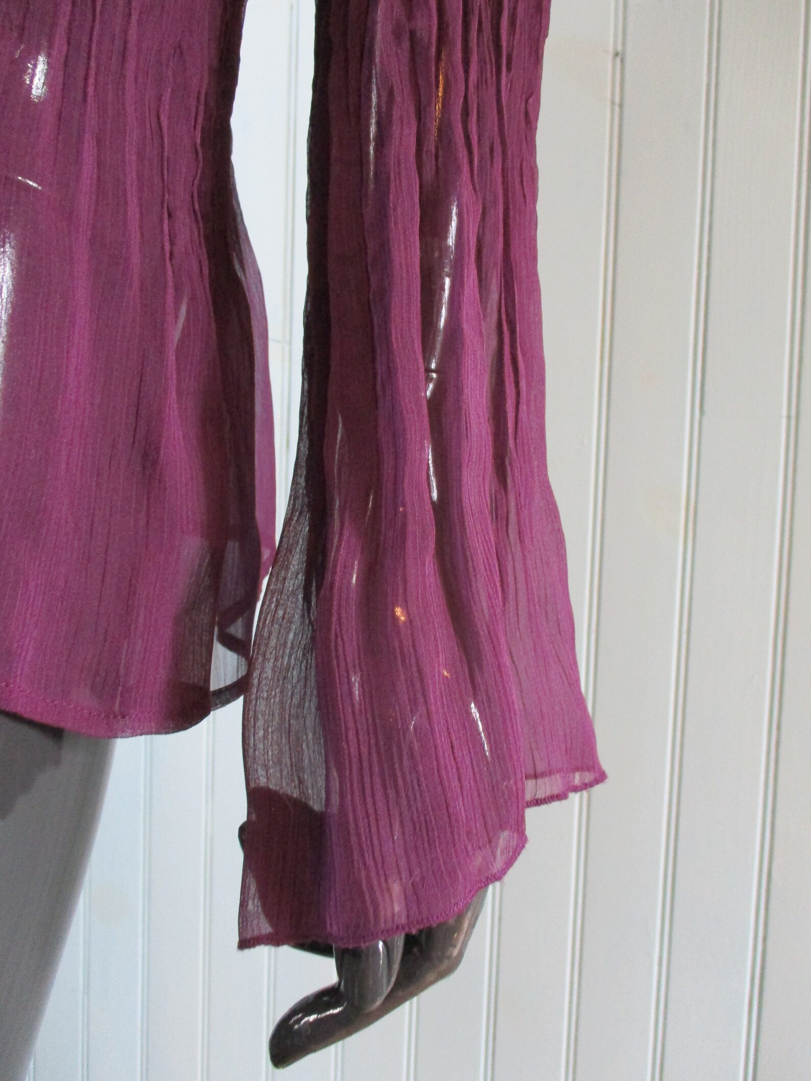 Boho Sheer Blouse in a Lovely Deep Purple. Vintage - Etsy
