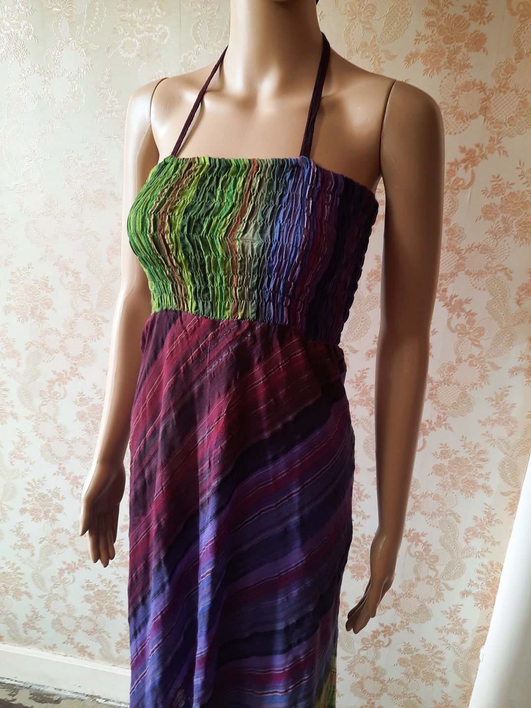 Vintage Multicoloured Sun Dress . Vintage\hippy\sundress\boho\retro ...
