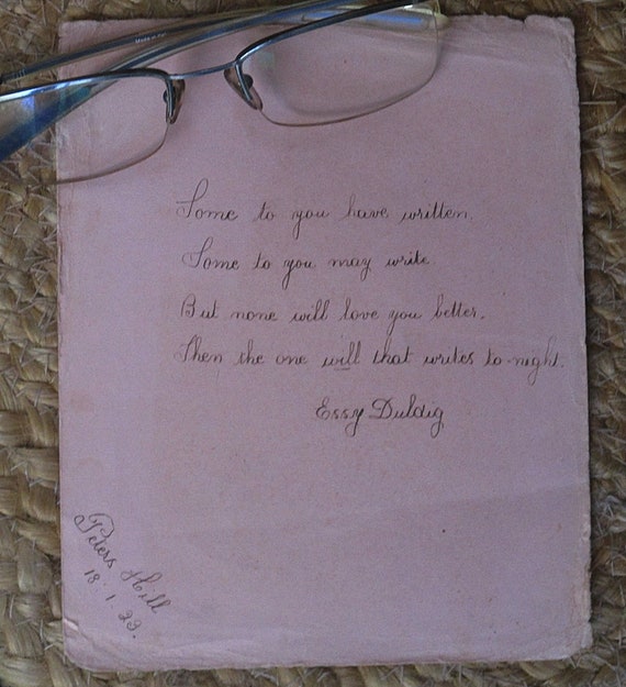 1923 Original Handwritten Love Poem. Poetry Verse Love | Etsy