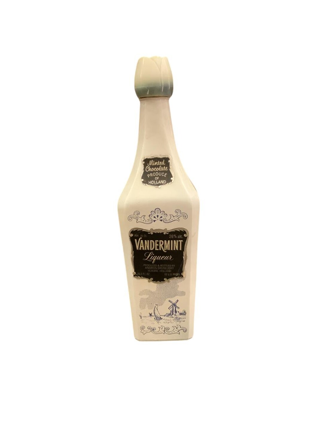 Vintage Vandermint Dutch Windmill Blue & White Empty Liquor Bottle ...