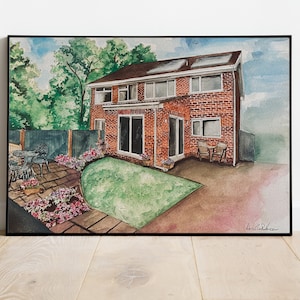Custom Watercolour Hand-painted House From Photo Detailed ...