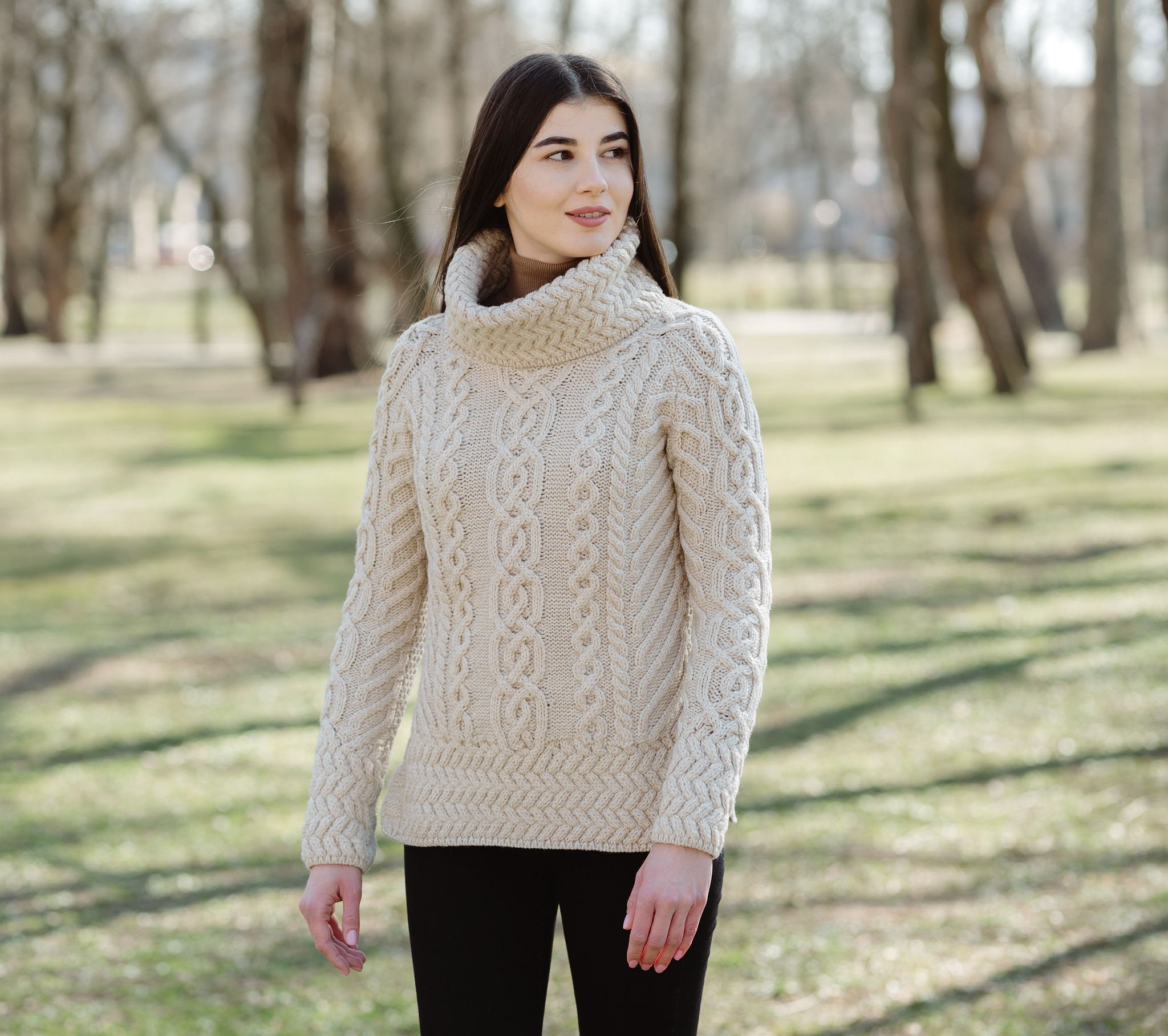 Saol Aran Irish Cable Knit Sweater Jumper 100% Merino Wool - Etsy