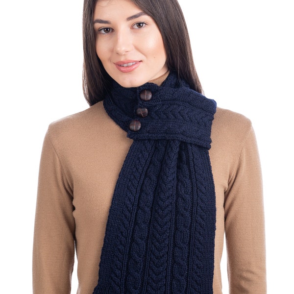 Knitted Button Scarf - Etsy