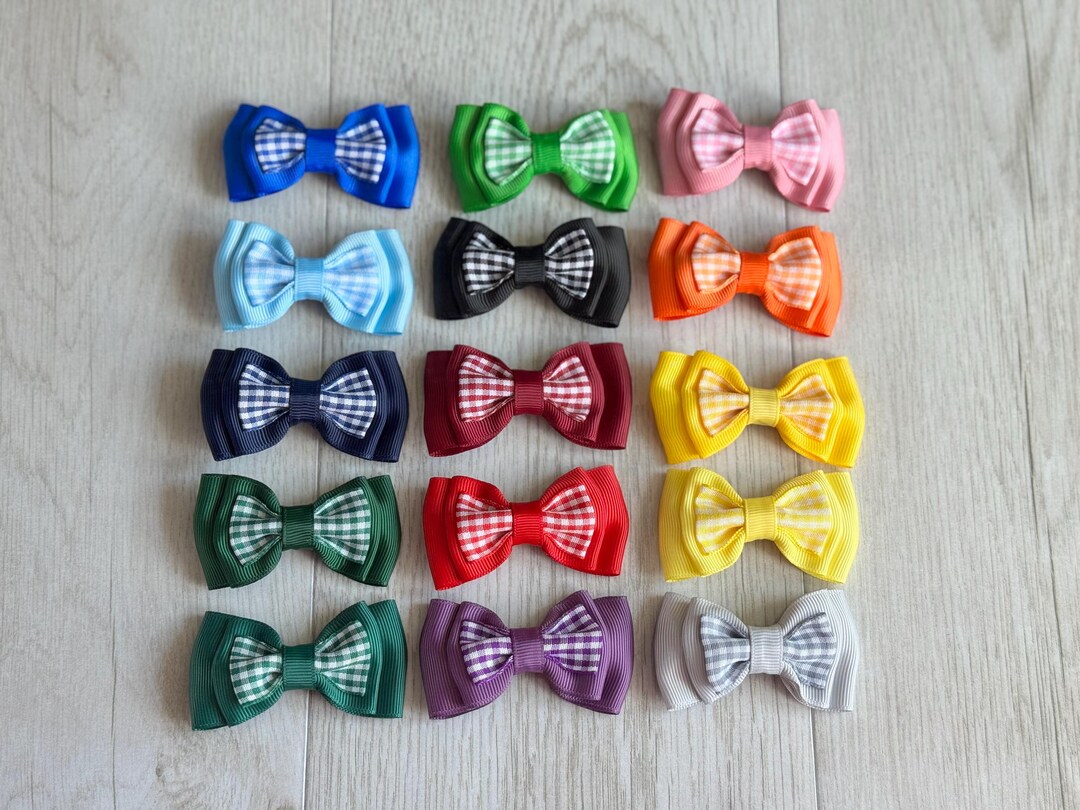Gingham School Hair Bows: Checkered Hair Ties, Alligator Clip or Bobble ...