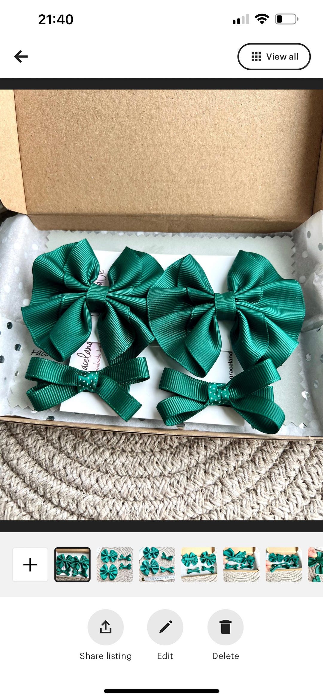 Set of Dark Green Hair Bows and Hair Clips, Green Bow and Clip Set ...