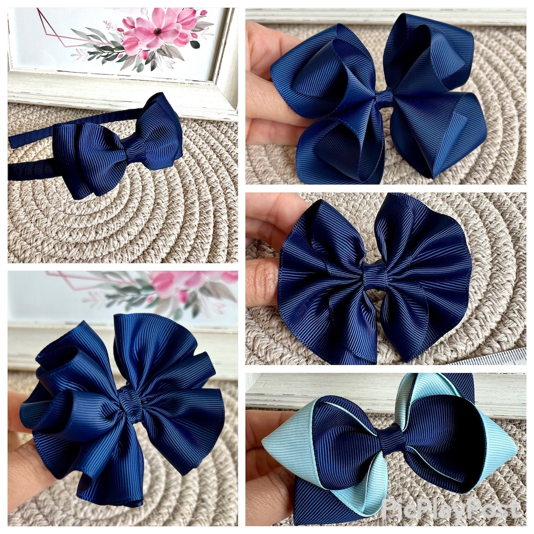 Navy Blue Hair Bows and Headbands,handmade Hair Clips, School Hair Bows ...