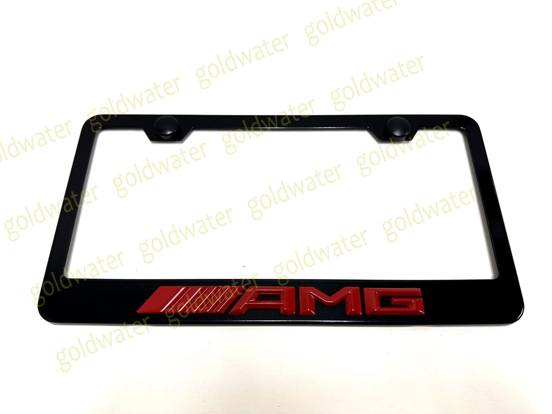 3D Red ////AMG Emblem Badge Black Powder Coated Metal Steel License ...
