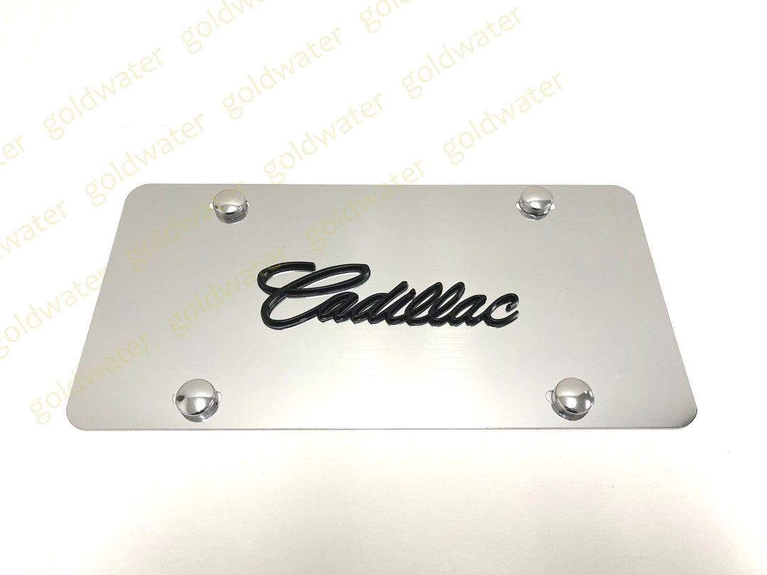 3D black Cadillac Script Emblem Badge Silver Aluminum Chrome Mirrored ...