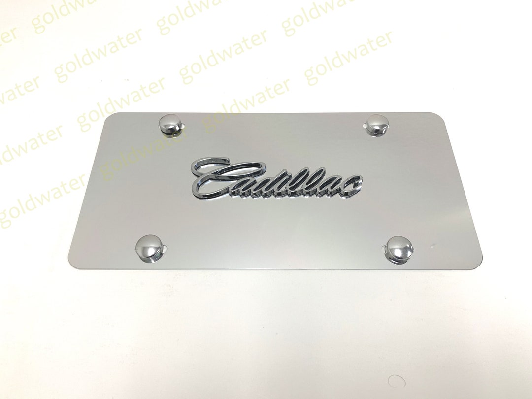3D Cadillacscript Emblem Badge Silver Aluminum Chrome Mirrored Metal ...