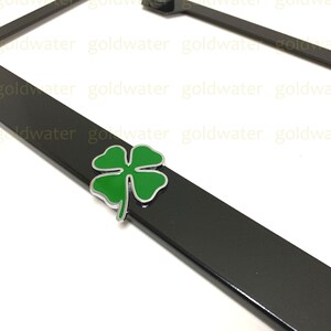 3D QUADRIFOGLIO Emblem Black Powder Coated Metal License Plate Frame ...