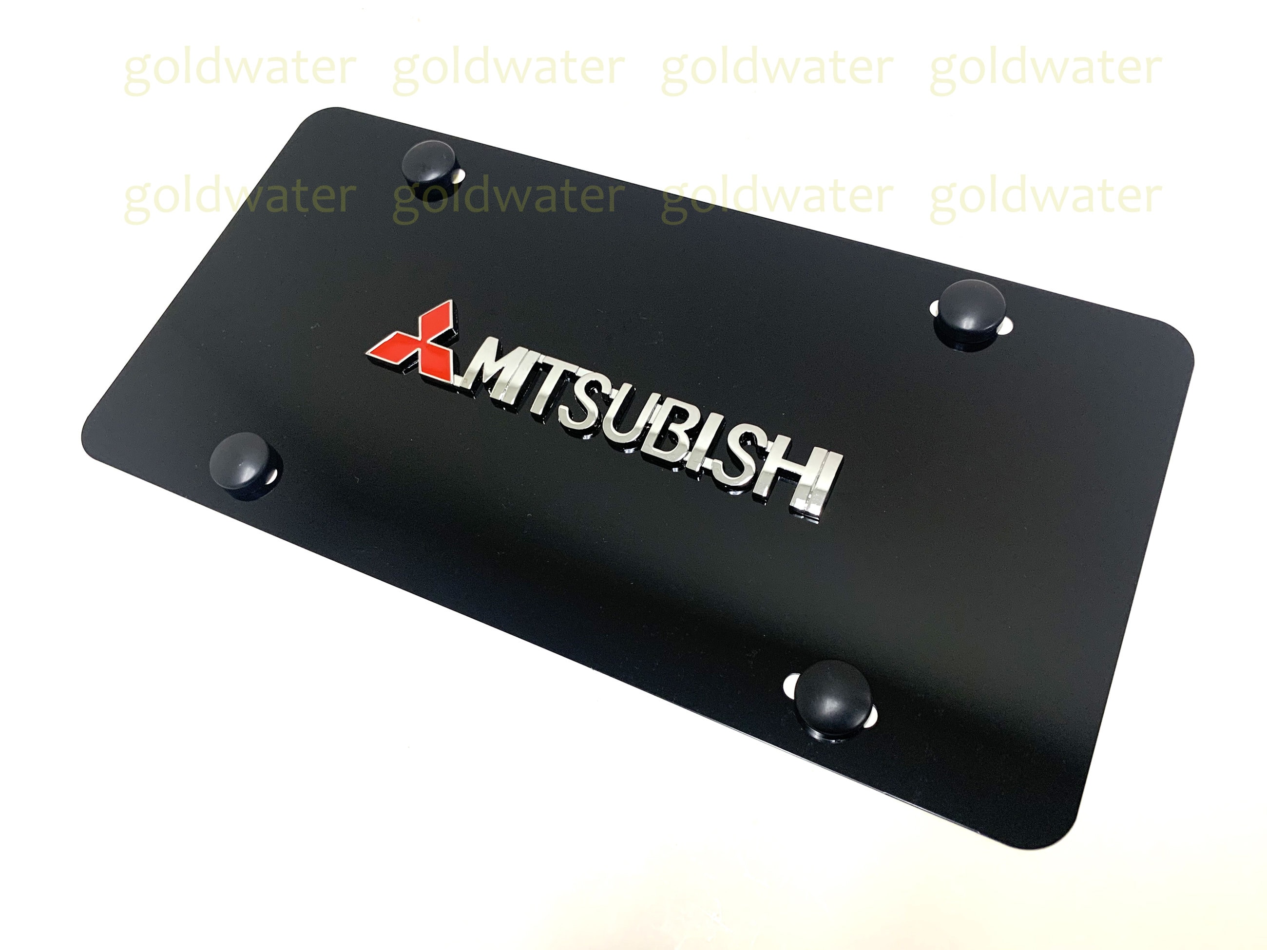 3D Mitsubishi Emblem Badge Black Aluminum Metal Vanity Front License ...