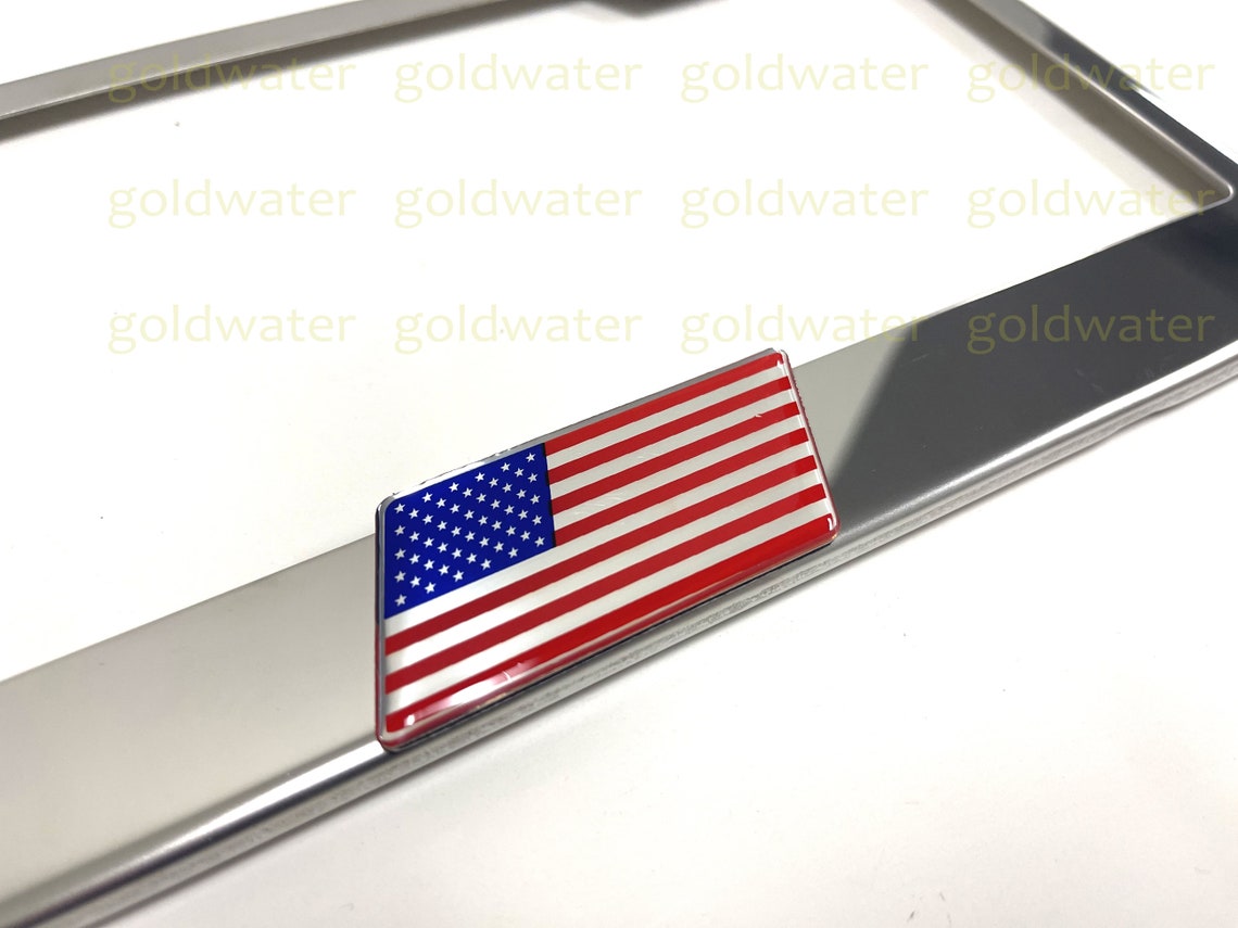 3D American FLAG Emblem Badge Stainless Steel Chrome Metal License ...