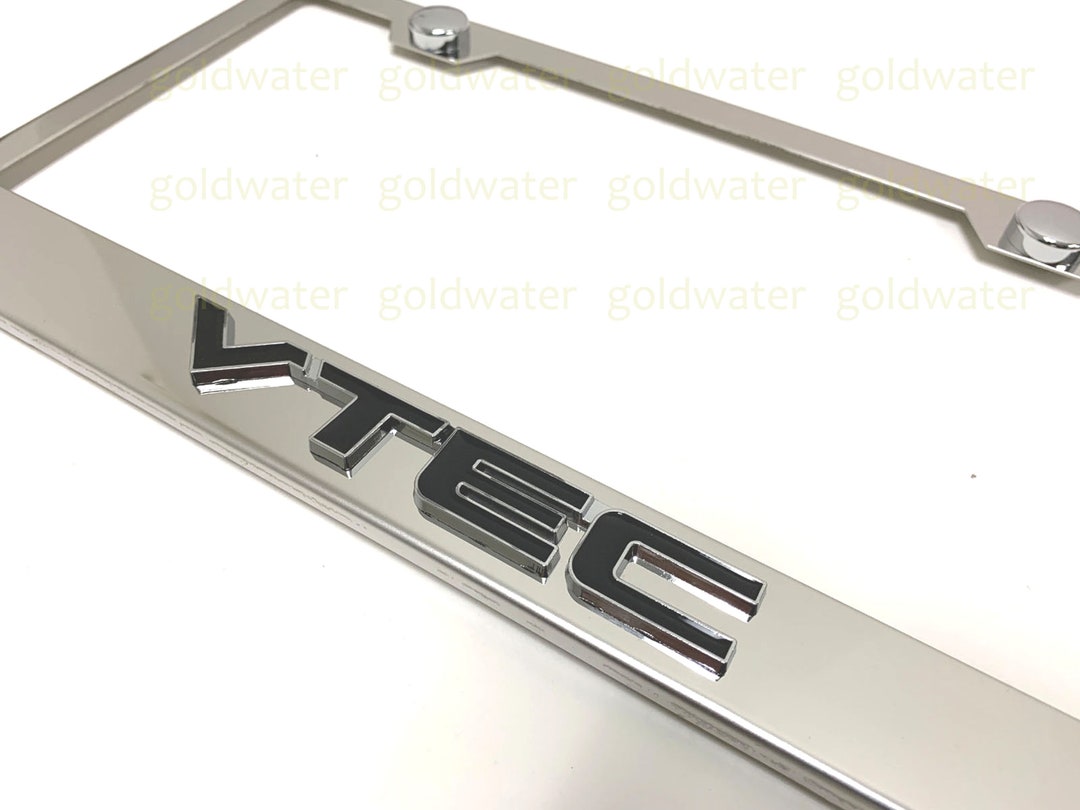 3D VTEC Badge Emblem Stainless Steel Chrome Metal License Plate Frame ...