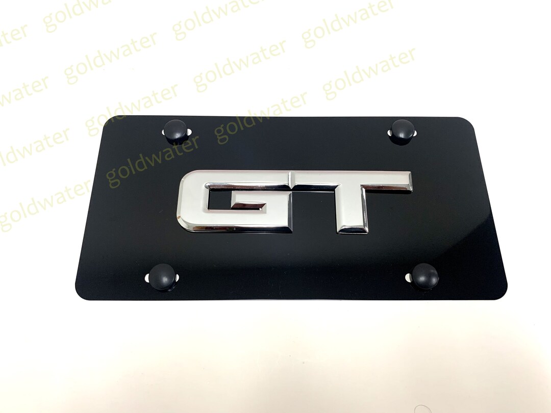 3D GT Emblem Badge Black Aluminum Metal Vanity Front License Plate Tag ...