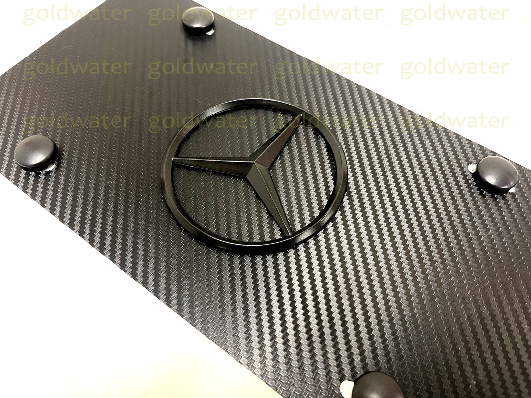 3D Black MB Star Logo Emblem Carbon Fiber Style Aluminum Vanity Front ...