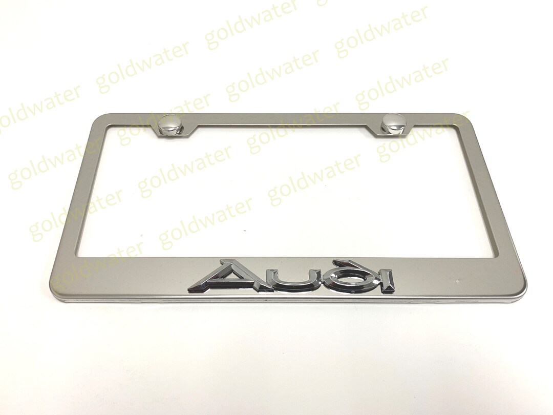 3D AUDI Badge Emblem Stainless Steel Chrome Metal License Plate Frame ...