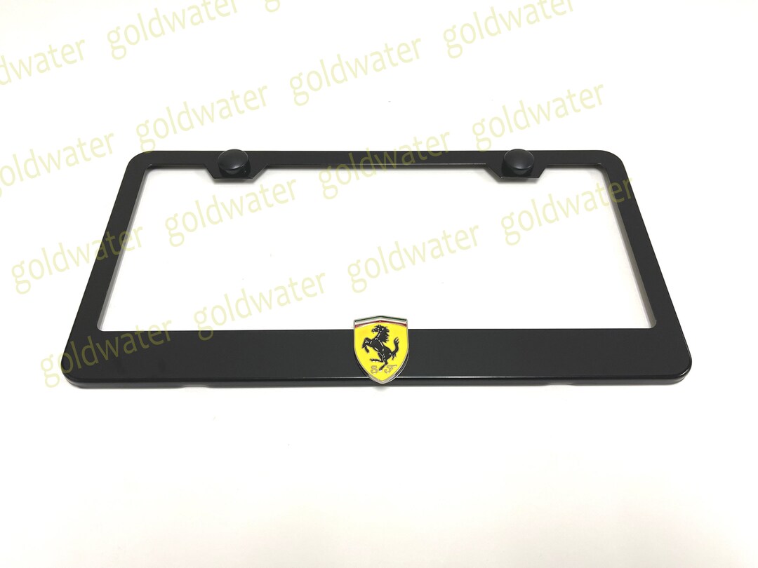 3D Ferrari Shield Emblem Black Powder Coated Metal Steel License Plate ...