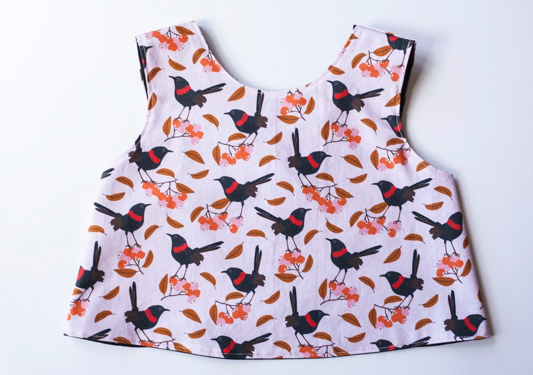 Girls Scarlet Wren Reversible Apron Top. Australian Birds. Native ...