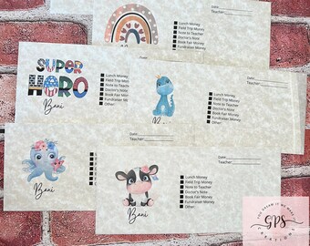 Personalized School Money Envelope, Lunch Money, School Supplies ...