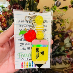 Teacher Beaded Keychain, Teacher Appreciation Gift, Personalized ...