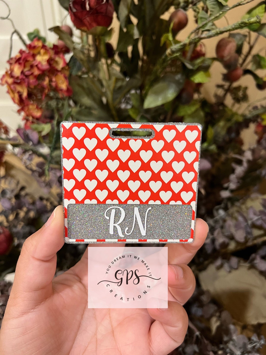 Hearts Valentines Day Badge Buddy, ID Holder, Heart Theme Badge Buddy ...