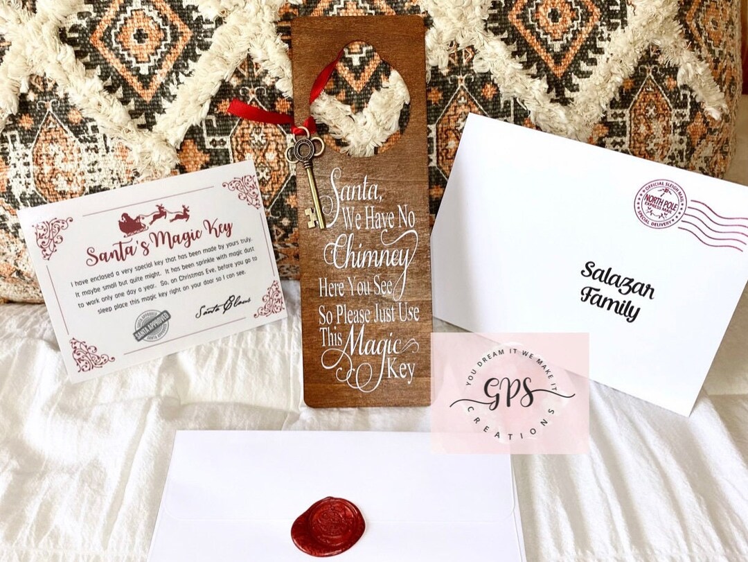 Santa Magic Key Wood Door Hanger Letter From Santa Claus, Personalized ...