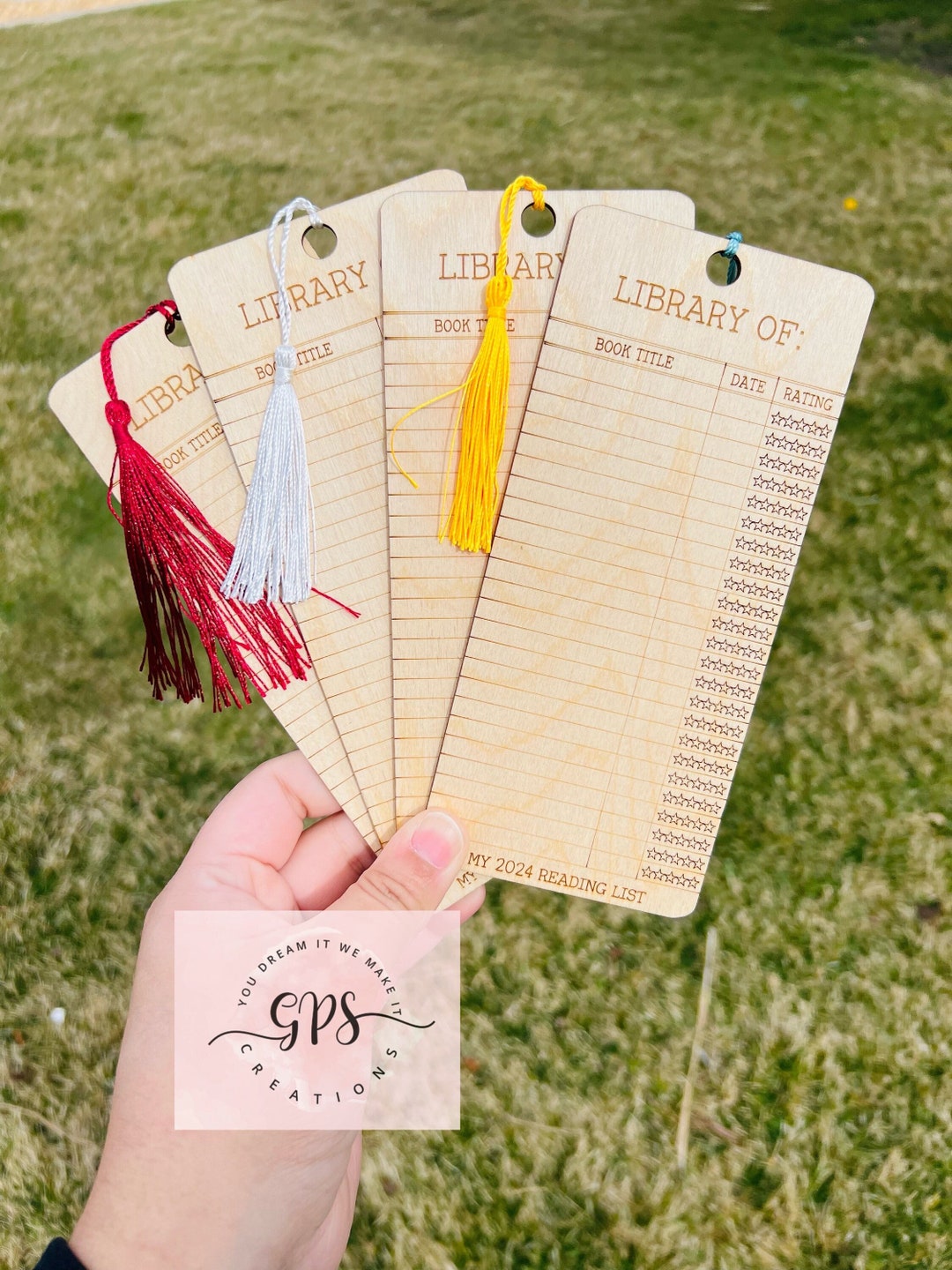 Library of Reading Wooden Bookmark, 2024 Reading List, Book Lover Gift ...