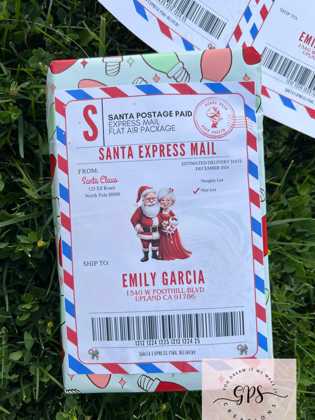Santa Shipping Label, Christmas North Pole, Santa Mail Printed ...
