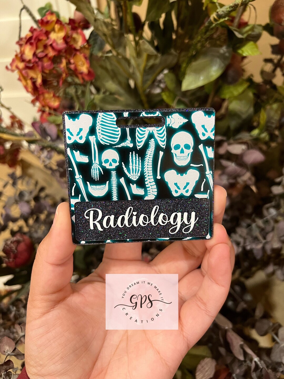 X-RAY Radiology Horizontal Badge Buddy, Skeleton Themed, ID Holder ...