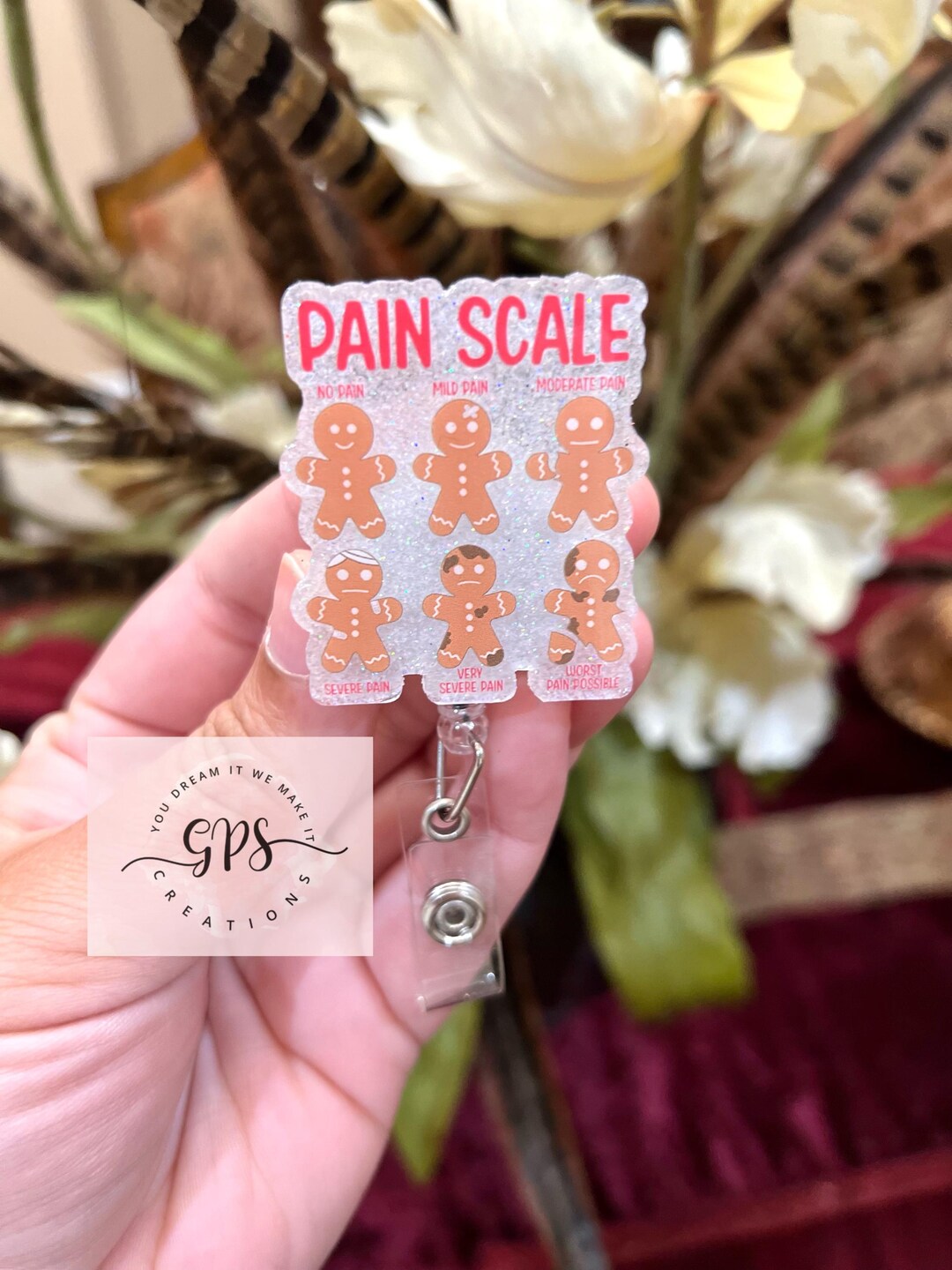 Christmas Pain Scale Badge Reel, Nurse Triage and Pain Assessment ...