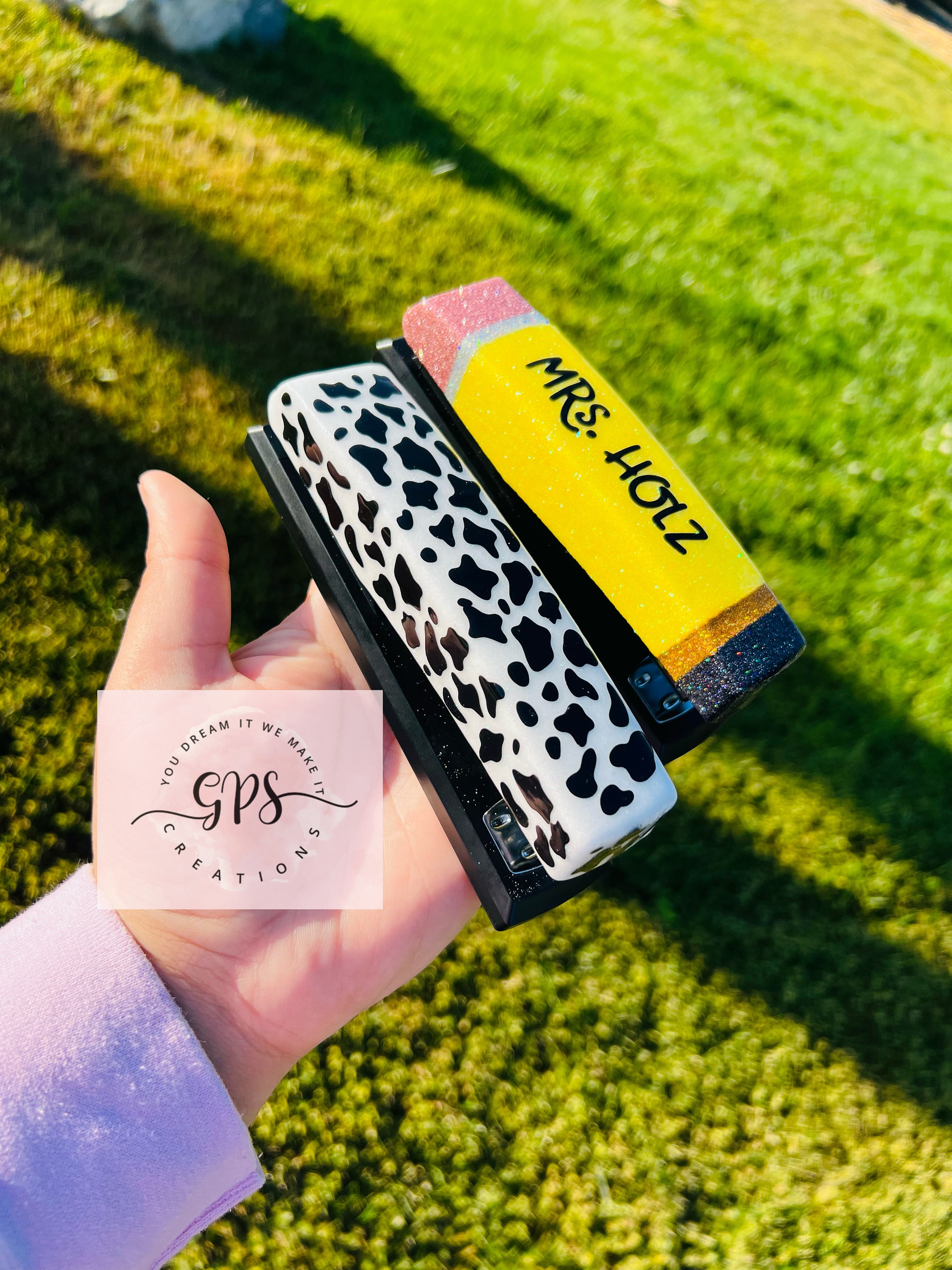 Cow Print Glitter Stapler, Custom Office Supplies Stapler, Desk ...