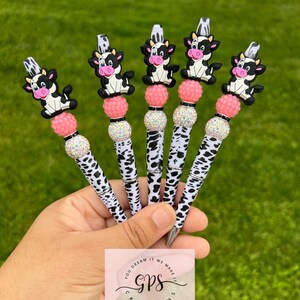 Cow Print Beaded Pen, Animal Lover Pen, Beaded Pen, Western Theme Pen ...