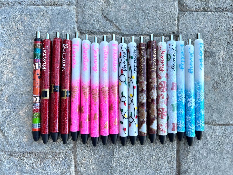 Christmas Glitter Personalized Pens, Winter Wonderland Snowflakes ...