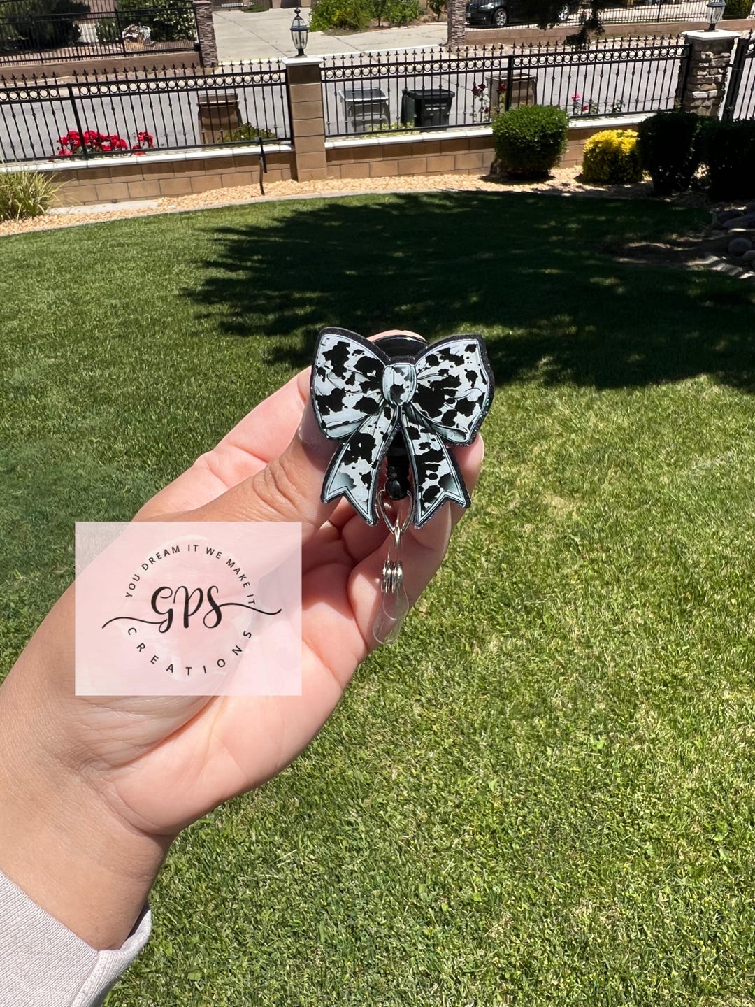 Cow Print Bow Badge Reel, Western Badge Reel, ID Holder, Medical Badge ...