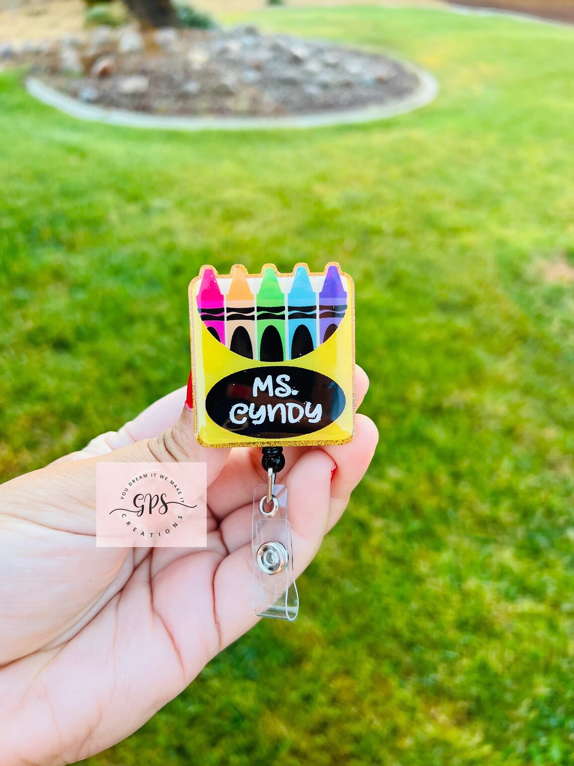 Crayon Box Badge Reel, Teacher Badge Reel, Teacher ID Holder, Teacher ...